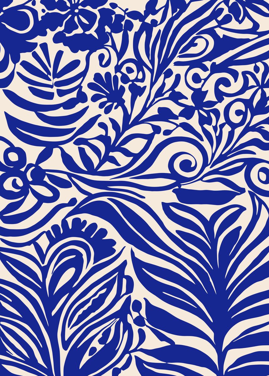 'Blue Floral Pattern' Poster, picture, metal print, paint by ...
