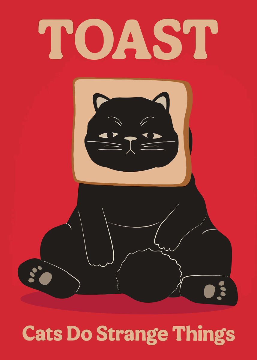 'Cat Toast Illustration' Poster, picture, metal print, paint by Long ...