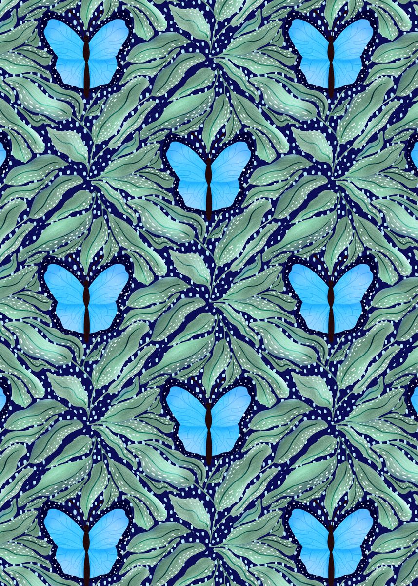 'Magical Blue Butterfly ' Poster, picture, metal print, paint by ...