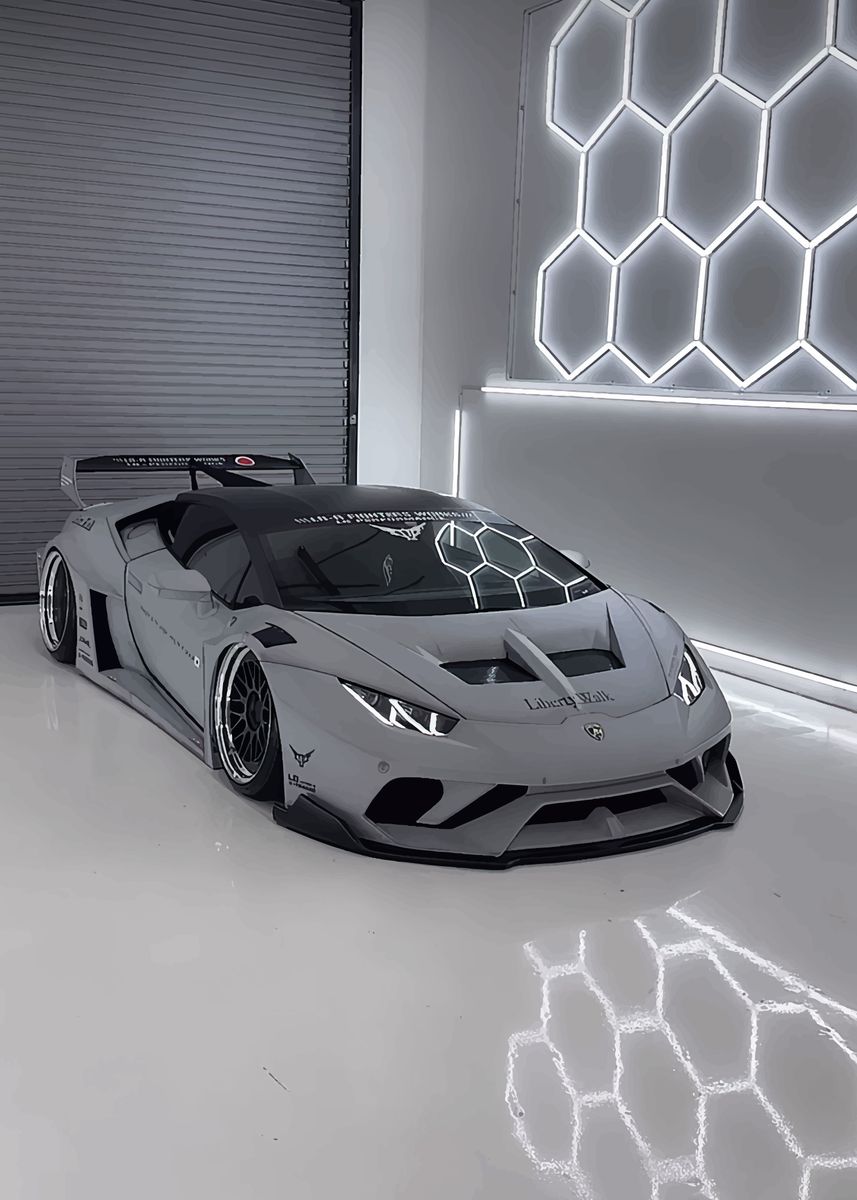 'Gray Lamborghini with Custom Body Kit' Poster, picture, metal print ...