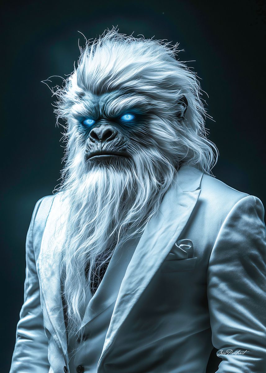 'Portrait of Yeti in Suit' Poster, picture, metal print, paint by ...