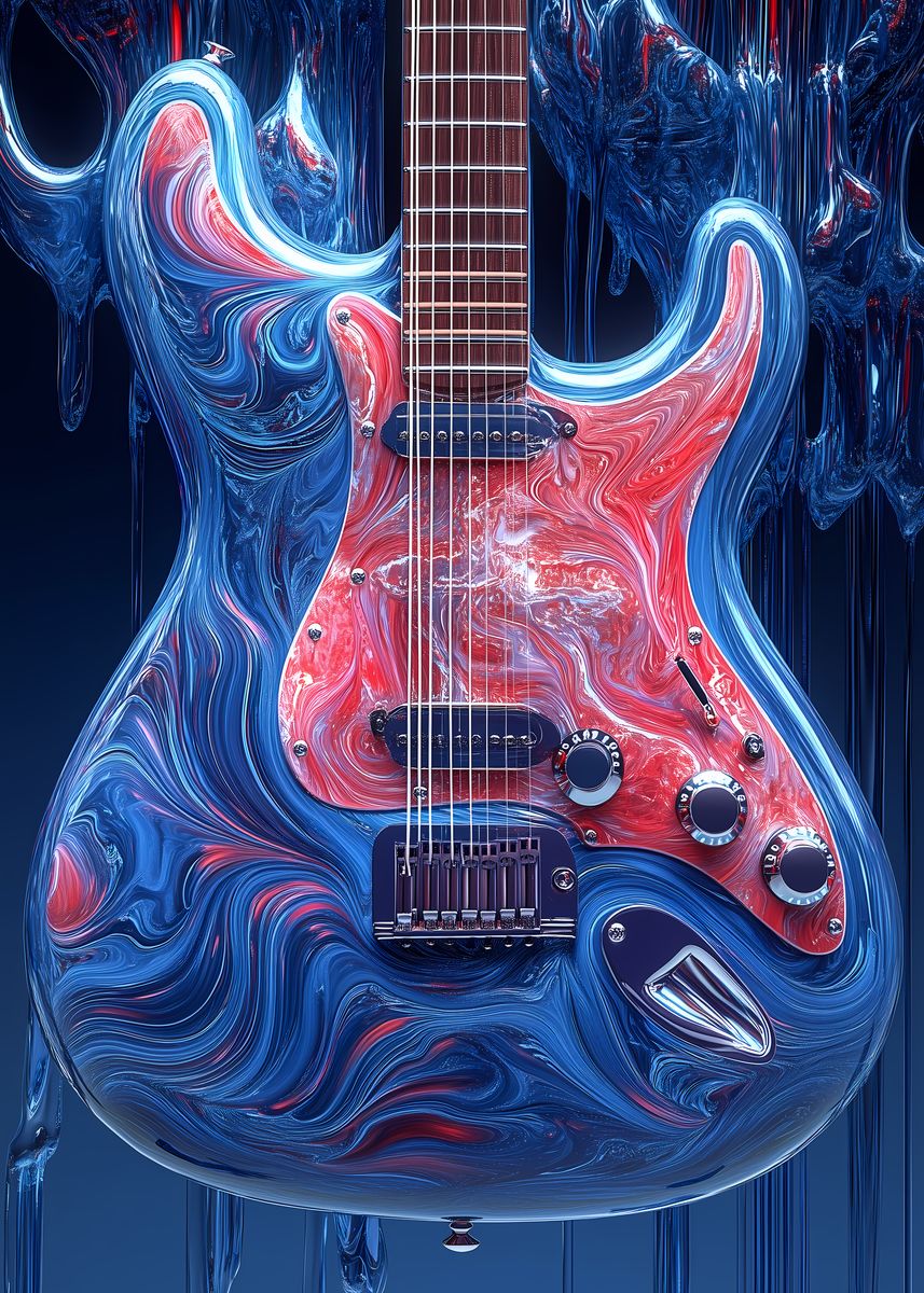 'Electric Guitar Abstract Art' Poster, picture, metal print, paint by ...
