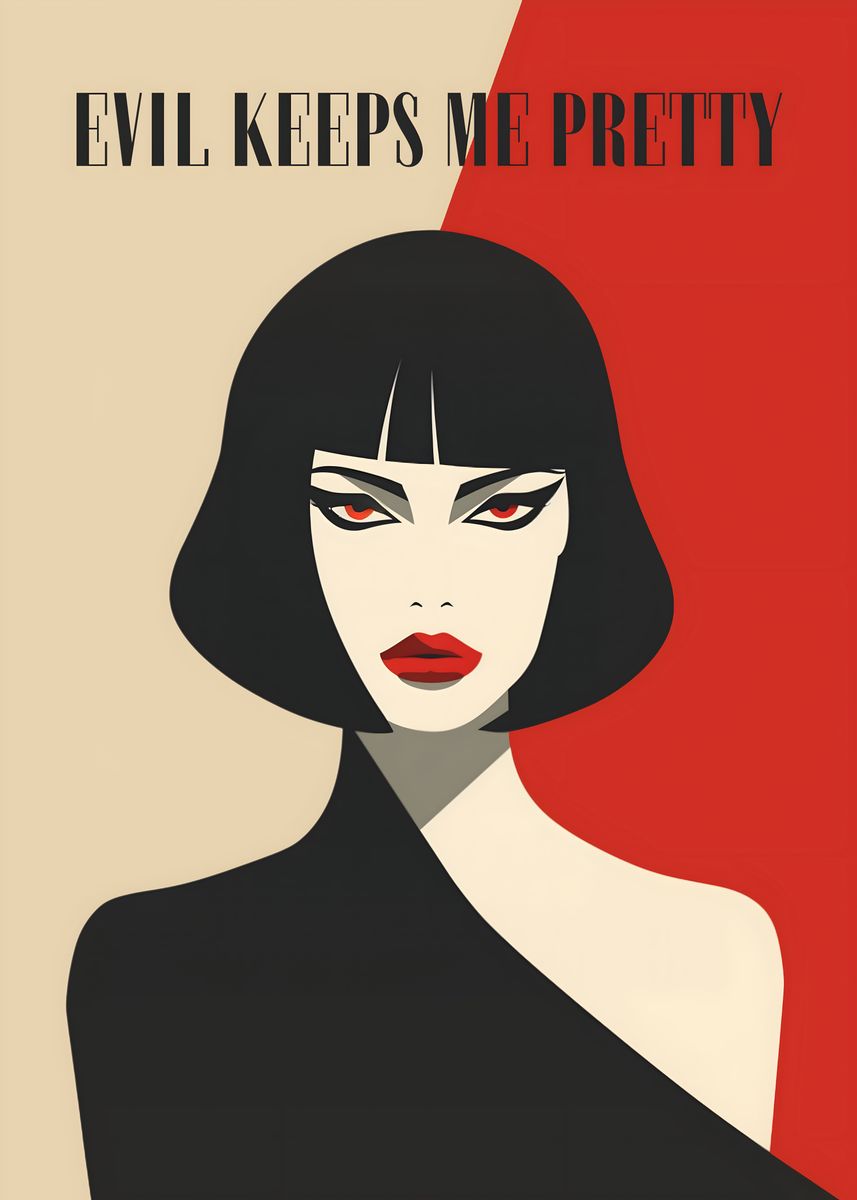 'Evil Keeps Me Pretty Illustration' Poster, picture, metal print, paint ...