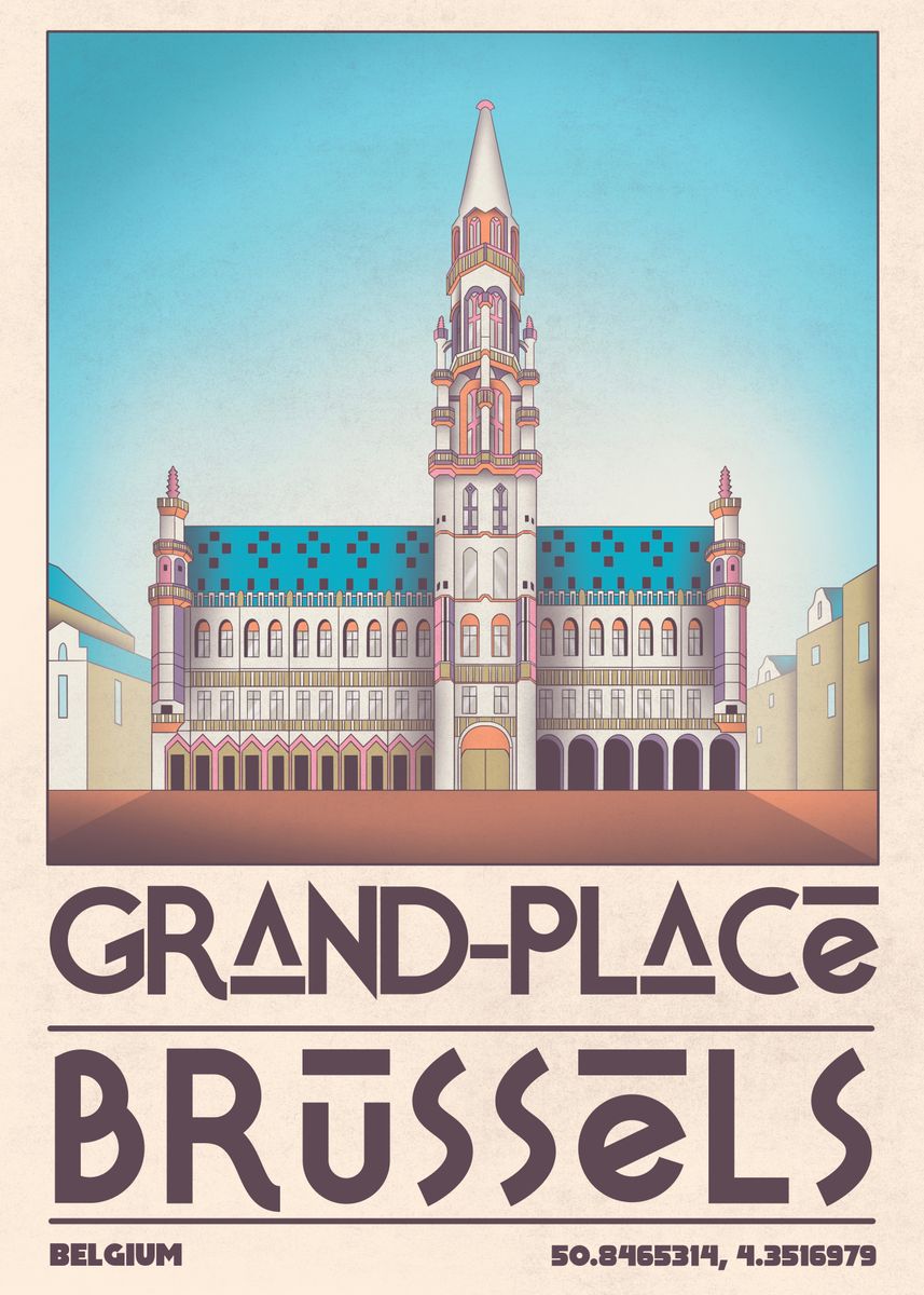 'Grand Place Brussels Poster' Poster, picture, metal print, paint by ...