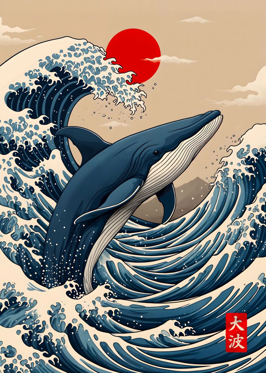 'Whale & Wave' Poster, picture, metal print, paint by Illust Artz ...