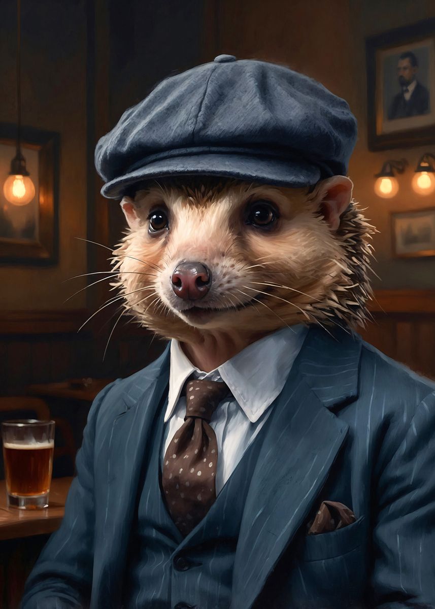 'Harry the Hedgehog in a Suit ' Poster, picture, metal print, paint by ...