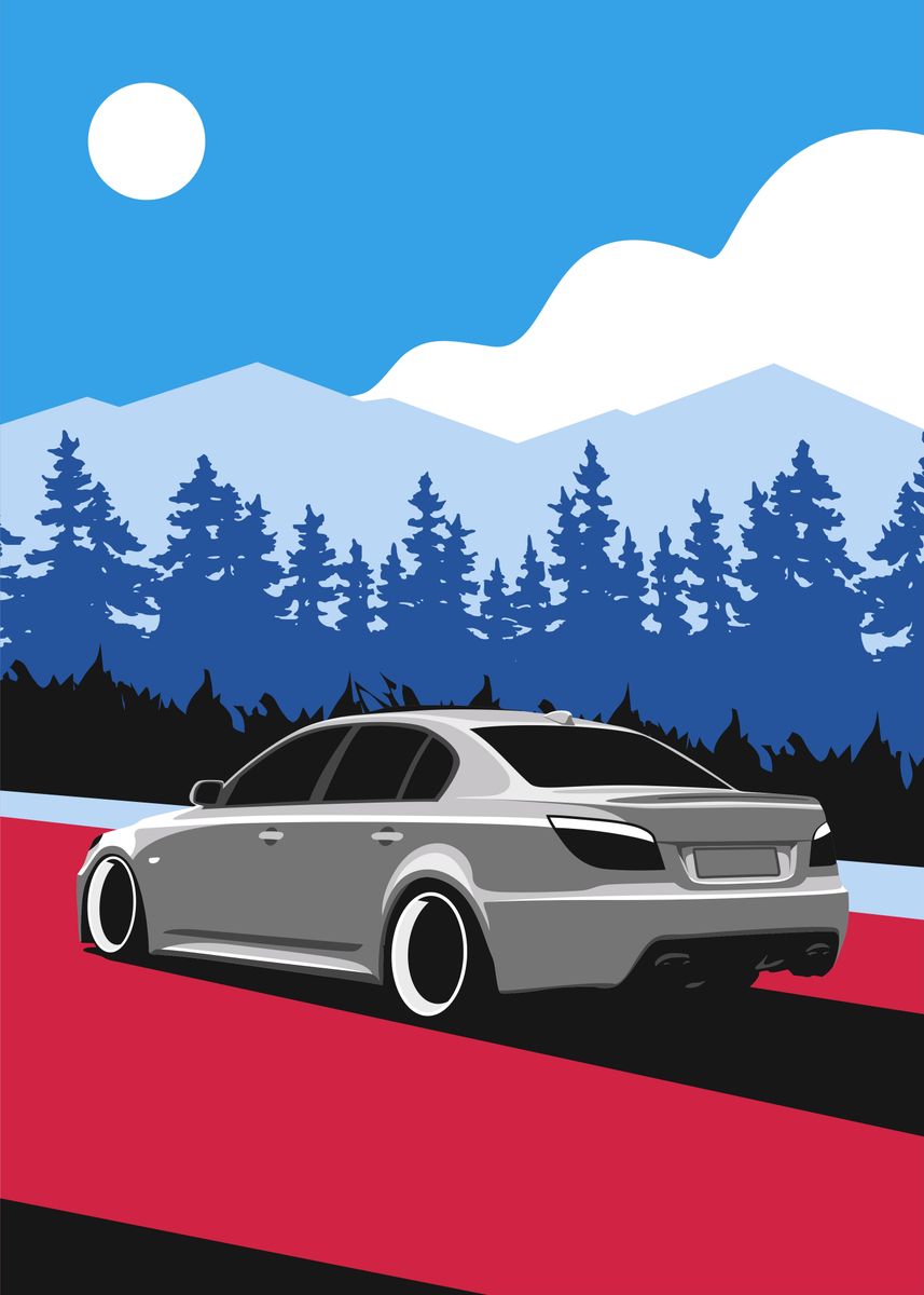 'BMW E60' Poster, picture, metal print, paint by Muezzahero | Displate