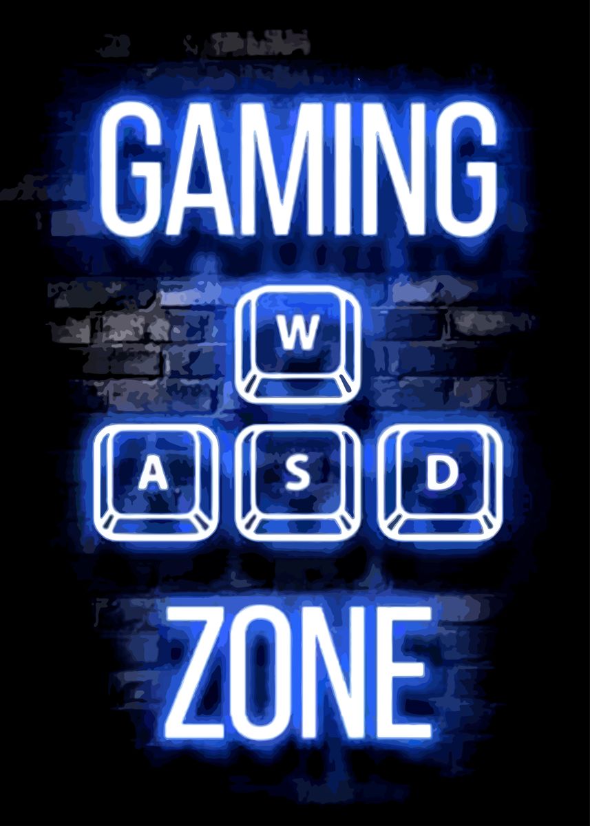 'Gaming Zone Neon Sign' Poster, picture, metal print, paint by MAHESA ...