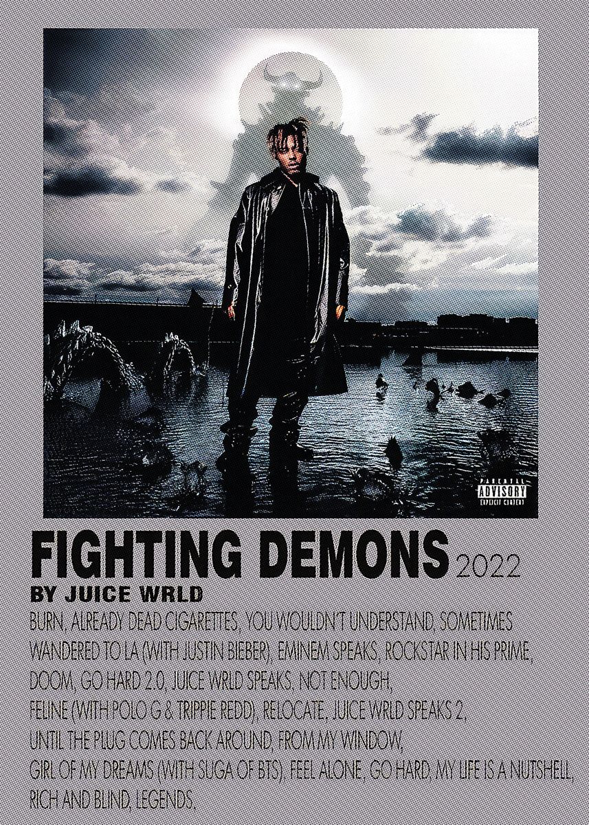 'Juice WRLD - Fighting Demons Album Cover' Poster, picture, metal print ...