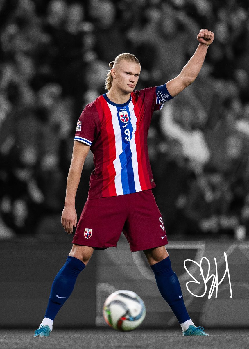 'Erling Haaland' Poster, picture, metal print, paint by Sienna Ruby | Displate