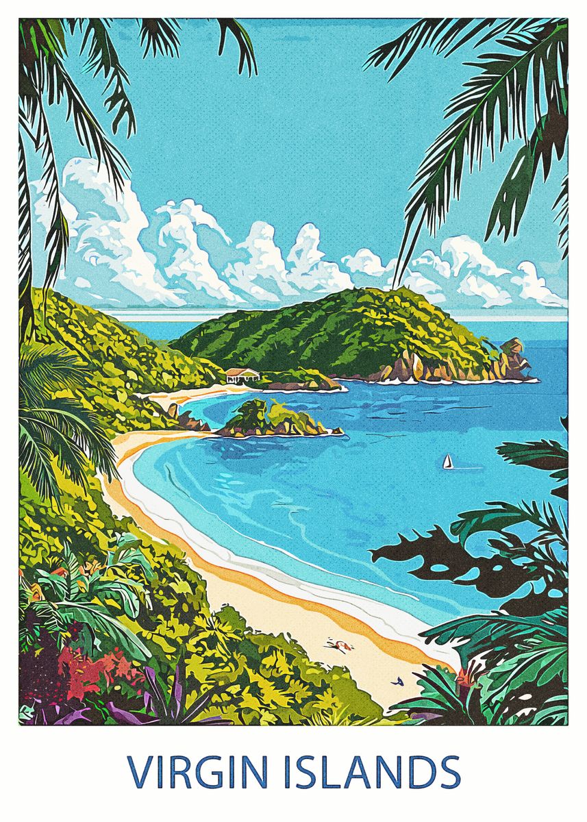 'Virgin Islands Beach Scene' Poster, picture, metal print, paint by ...