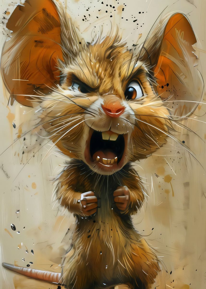 'Angry Cartoon Mouse' Poster, picture, metal print, paint by FIFUFA ...