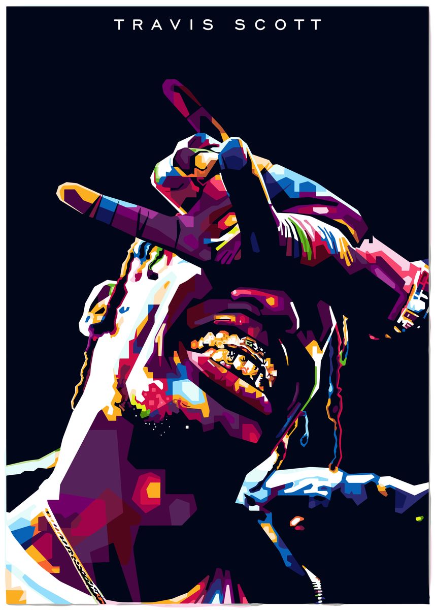 'Travis Scott Pop Art Portrait' Poster, picture, metal print, paint by ...