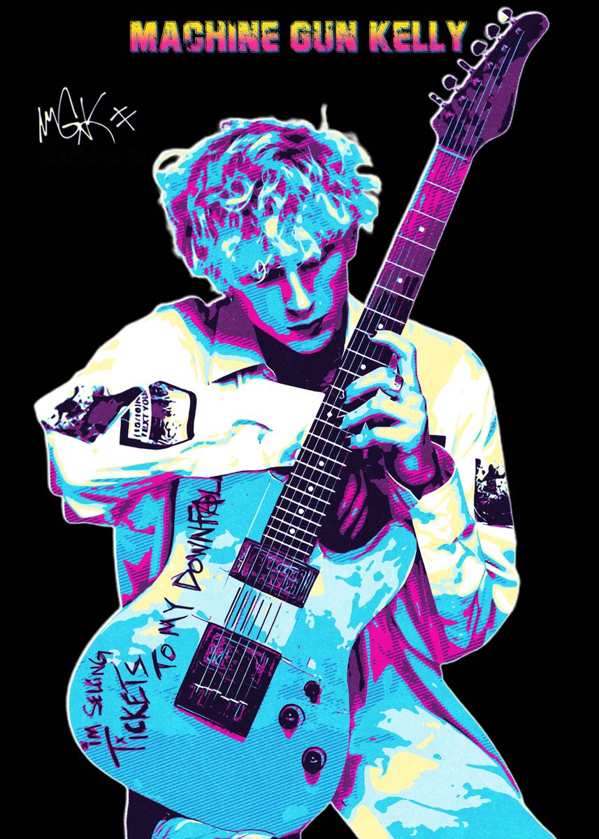'Machine Gun Kelly Guitar Poster' Poster, picture, metal print, paint ...