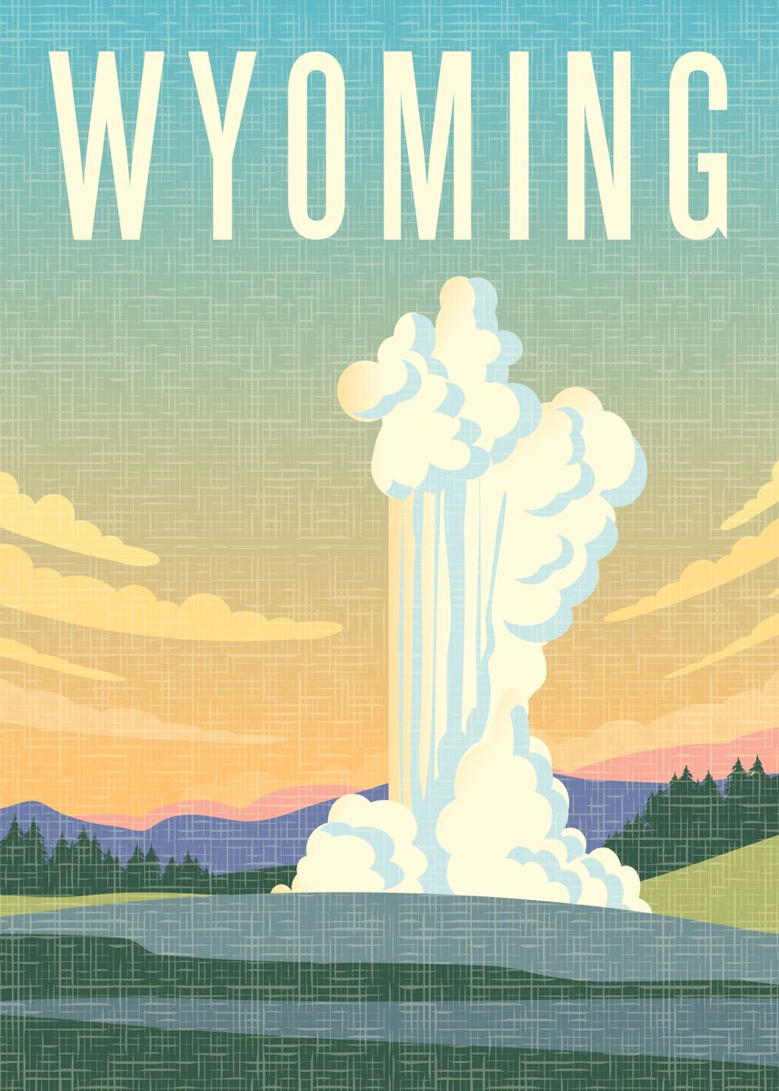 'Wyoming Geyser Poster' Poster, picture, metal print, paint by Sam Kal ...
