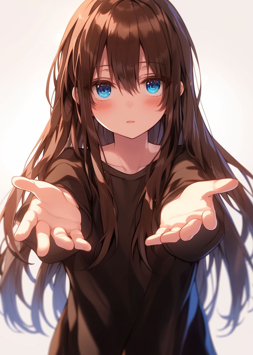 'Anime Girl Reaching Out' Poster, picture, metal print, paint by Luna ...