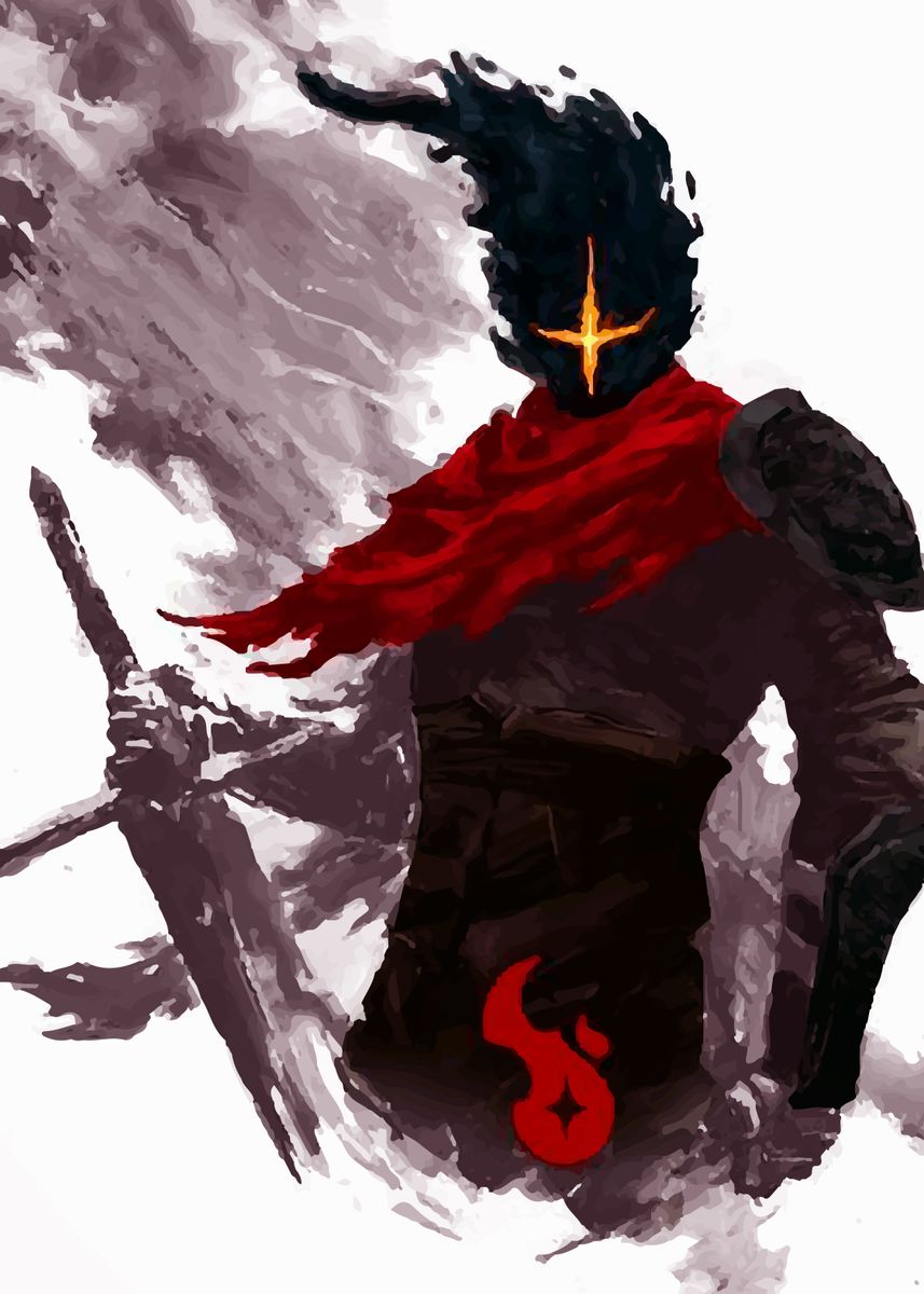 'Dark Knight with Flaming Symbol' Poster, picture, metal print, paint ...