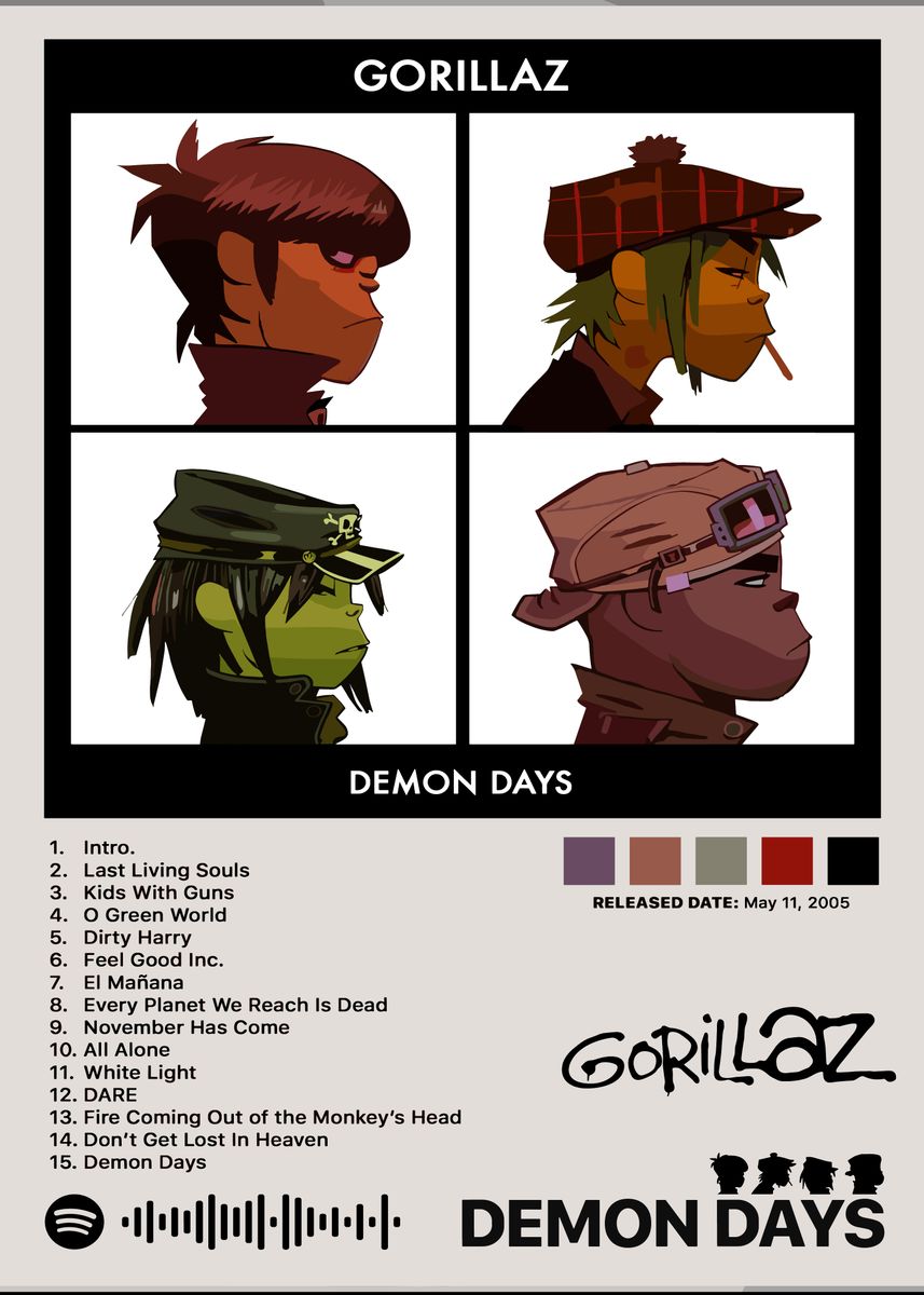 'Gorillaz Demon Days Album Cover' Poster, picture, metal print, paint ...