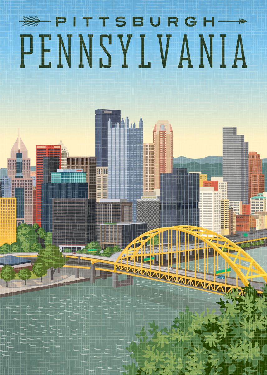 'Pittsburgh Skyline Poster' Poster, picture, metal print, paint by Sam ...