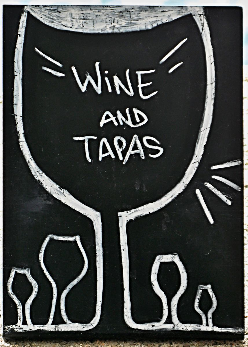 'Wine and Tapas Sign' Poster, picture, metal print, paint by ...