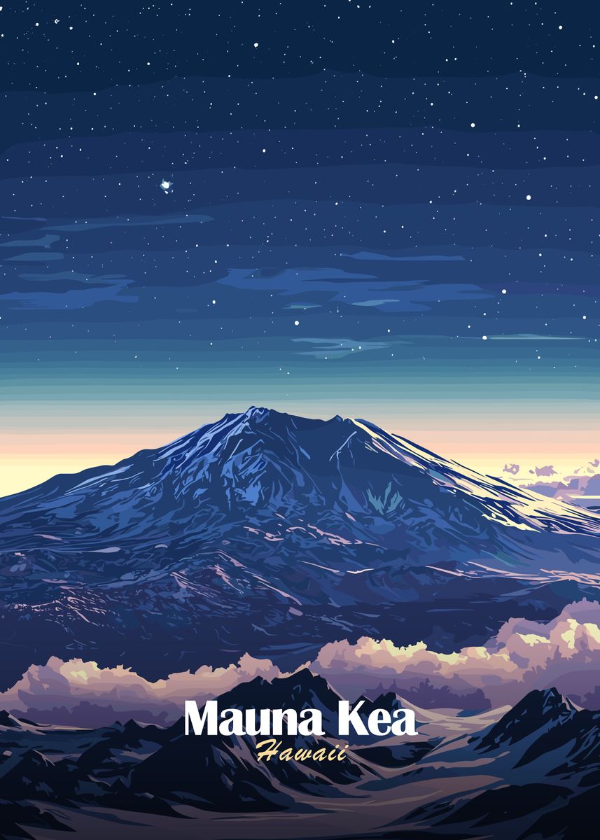 'Mauna Kea Mountain' Poster, picture, metal print, paint by Mason Clark | Displate