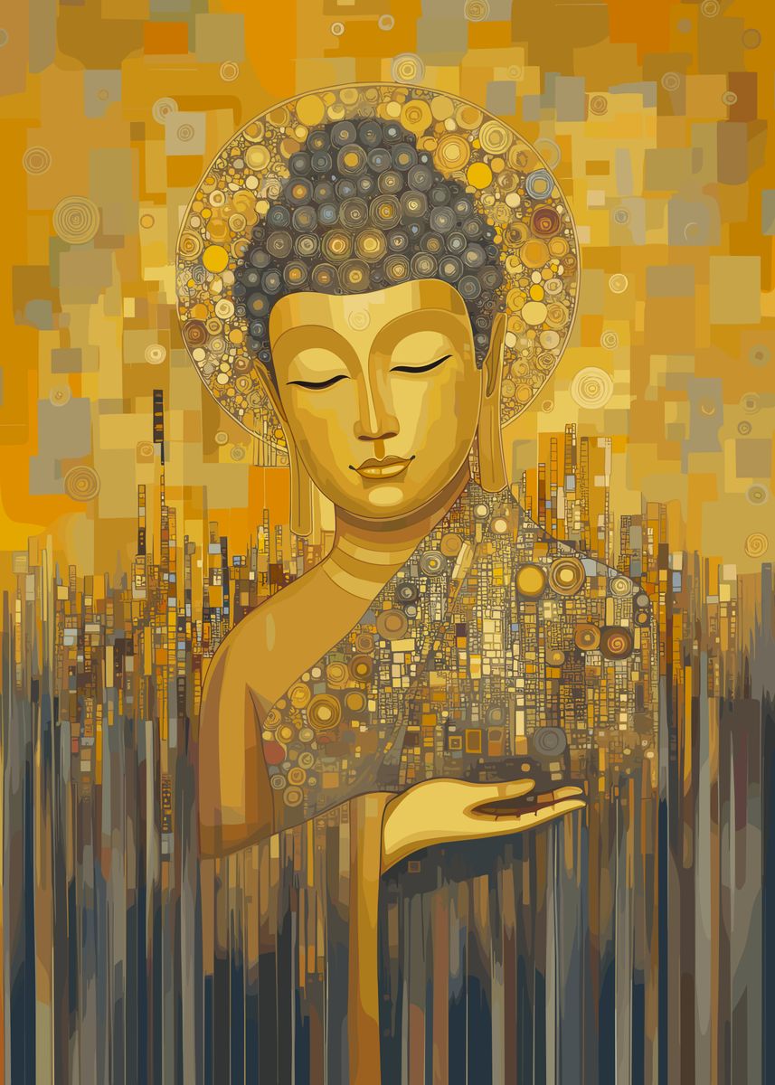 'Golden Buddha Art' Poster, picture, metal print, paint by Omar Kanan ...