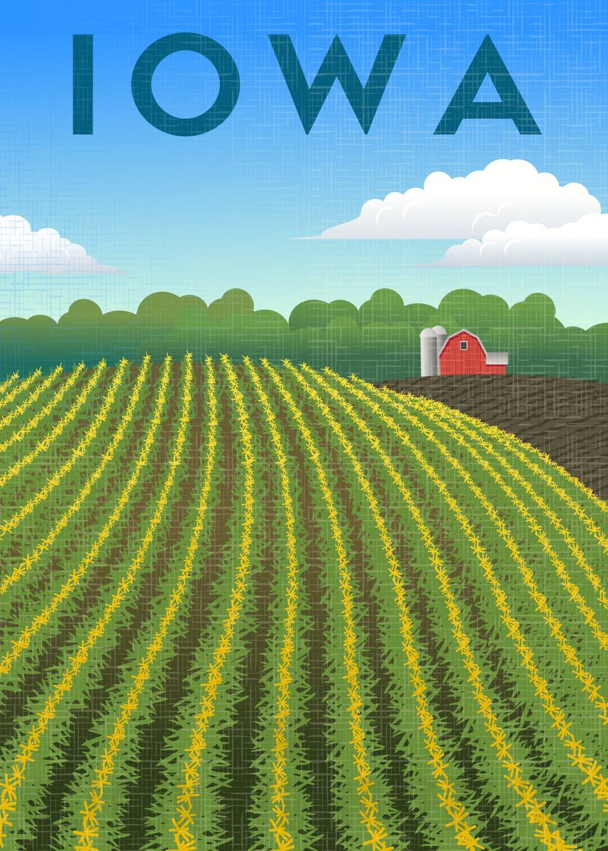 'Iowa Cornfield Landscape' Poster, picture, metal print, paint by Sam ...