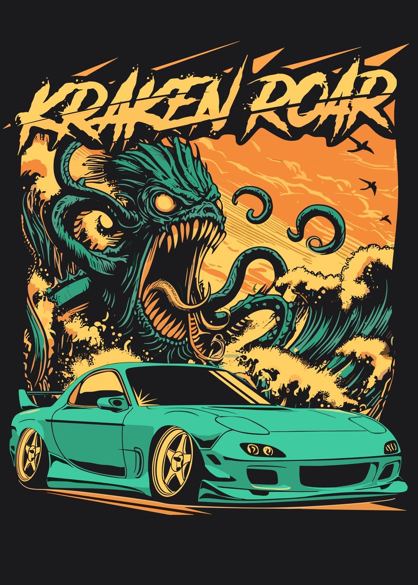 'Kraken Roar Car Graphic' Poster, picture, metal print, paint by Pargoy ...