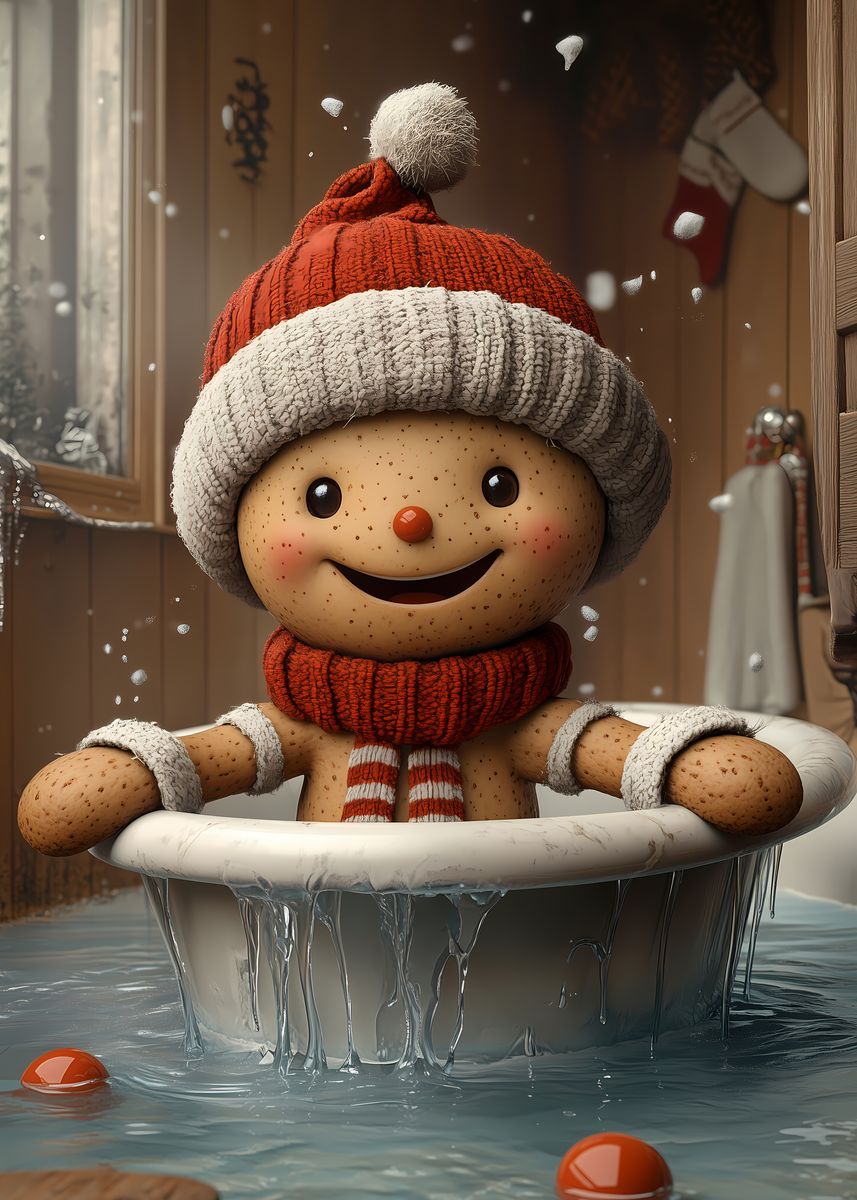 'Gingerbread Man Bath Time Toilet' Poster, picture, metal print, paint ...