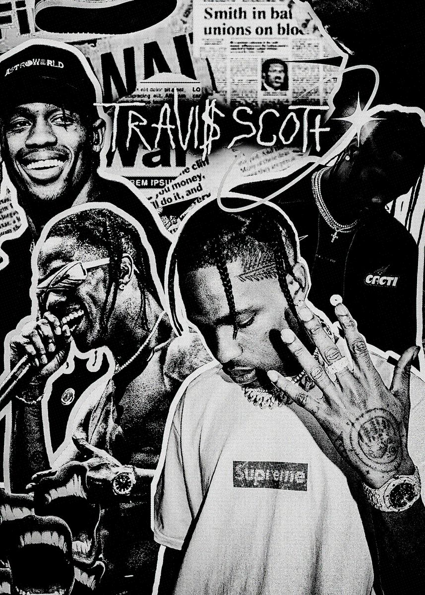 'Travis Scott Collage' Poster, picture, metal print, paint by Edgar ...