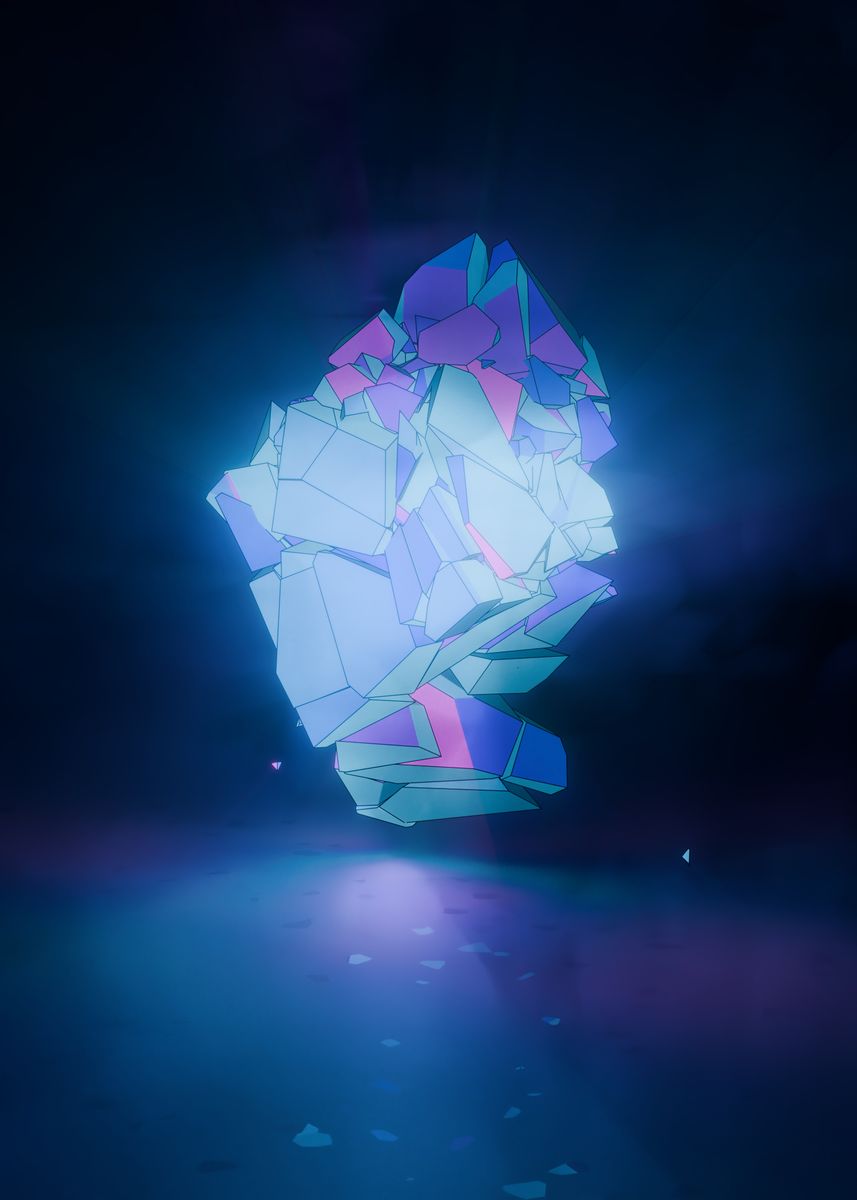 'Neon Crystal Formation' Poster, picture, metal print, paint by DesSnow ...