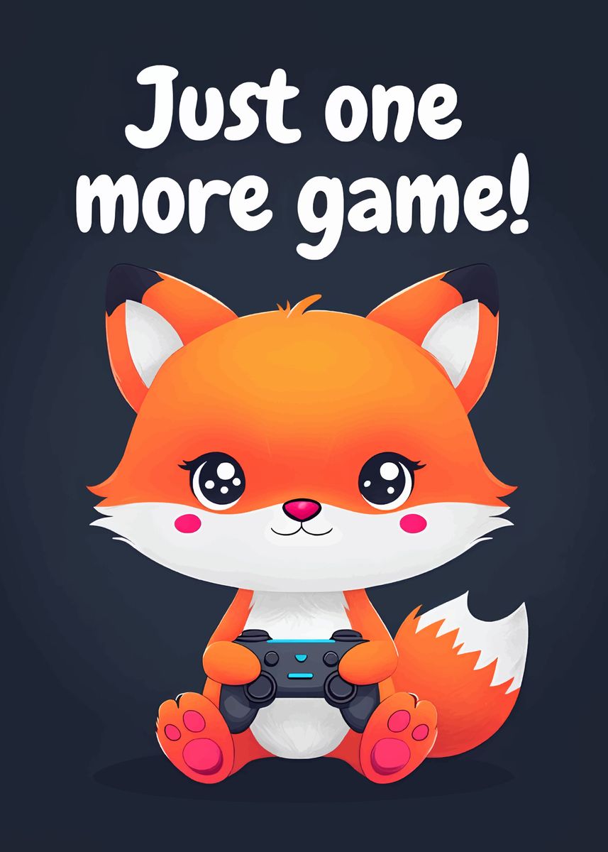 'Cute Gamer Fox' Poster, picture, metal print, paint by biliacci | Displate