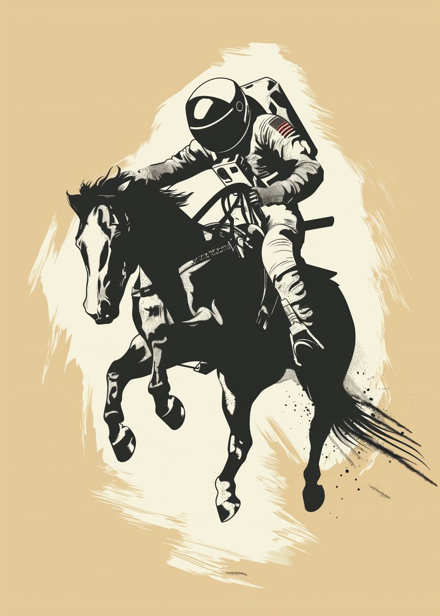 'Astronaut Rodeo Horse' Poster, picture, metal print, paint by Marie K ...