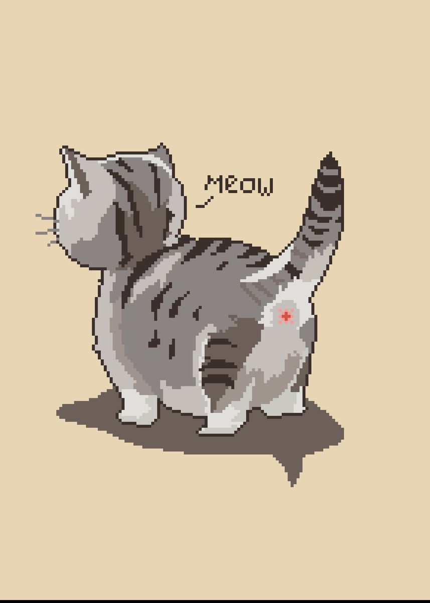 'Pixel Cat Meow' Poster, picture, metal print, paint by Eki D Surya ...