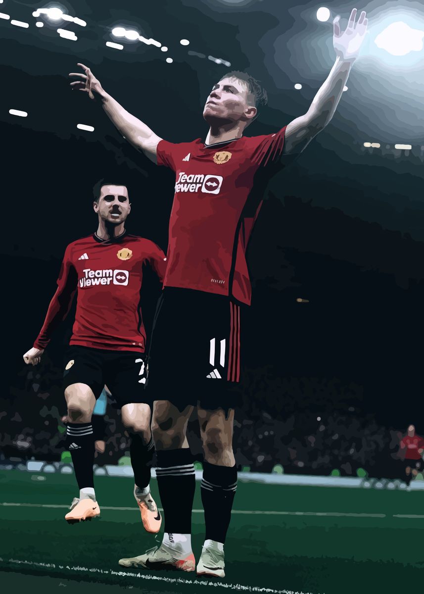 'Rasmus Hojlund' Poster, picture, metal print, paint by Sheshh | Displate