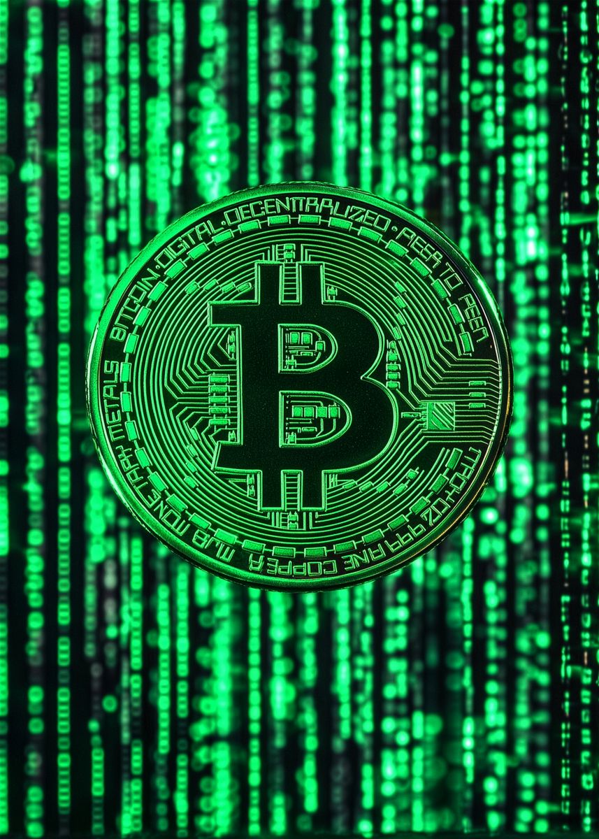 'Bitcoin Crypto Hacker Code' Poster, picture, metal print, paint by ...