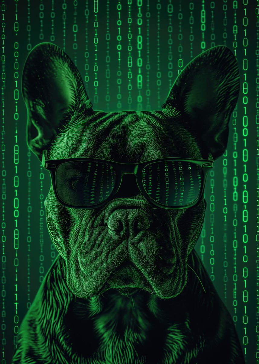 'French Bulldog Hacker' Poster, picture, metal print, paint by Vitaliy ...