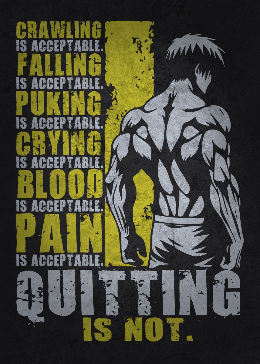 'Quitting Is Not Acceptable - Anime Gym Motivation' Poster, picture ...