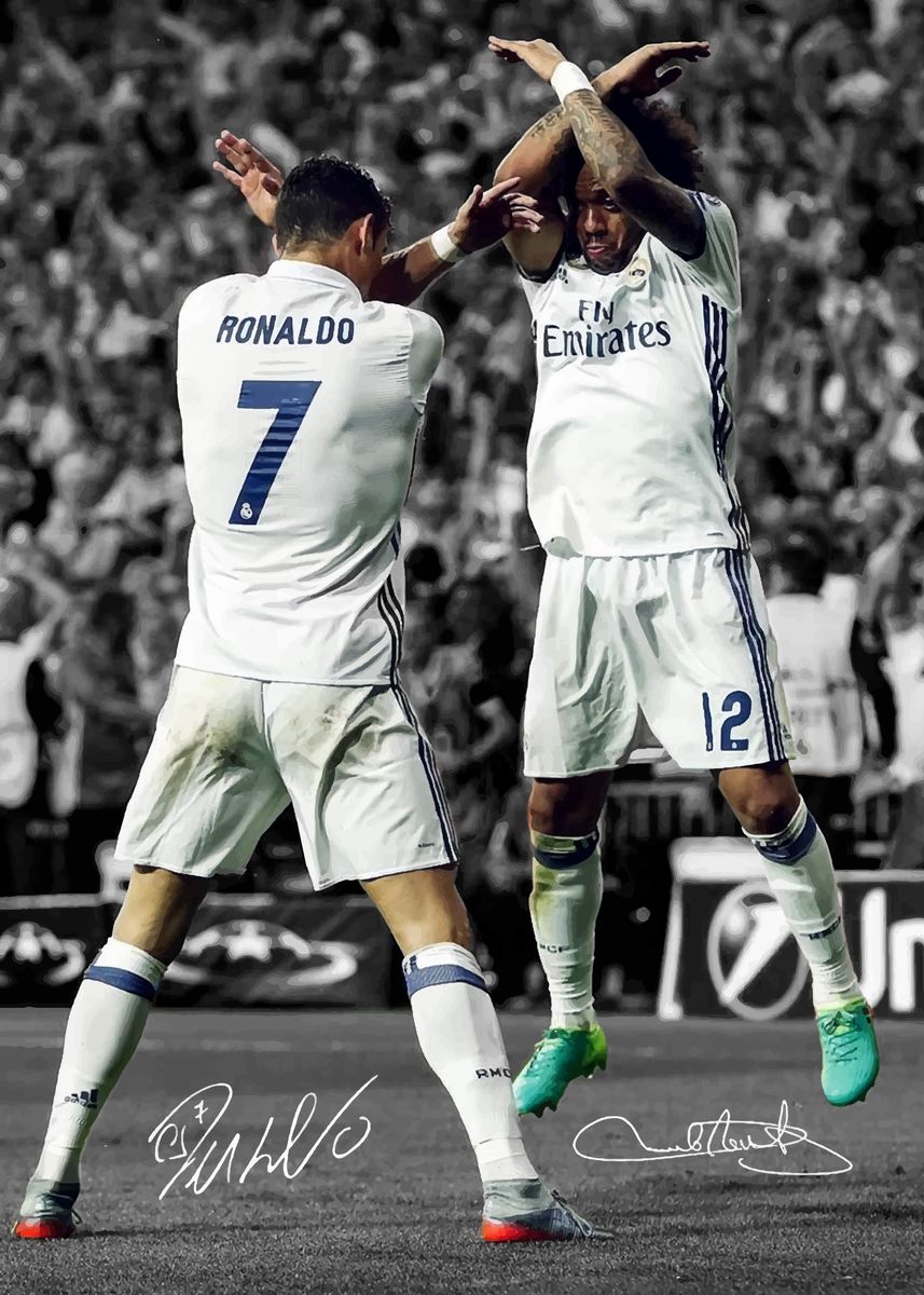 'Ronaldo & Marcelo Celebration' Poster, picture, metal print, paint by ...