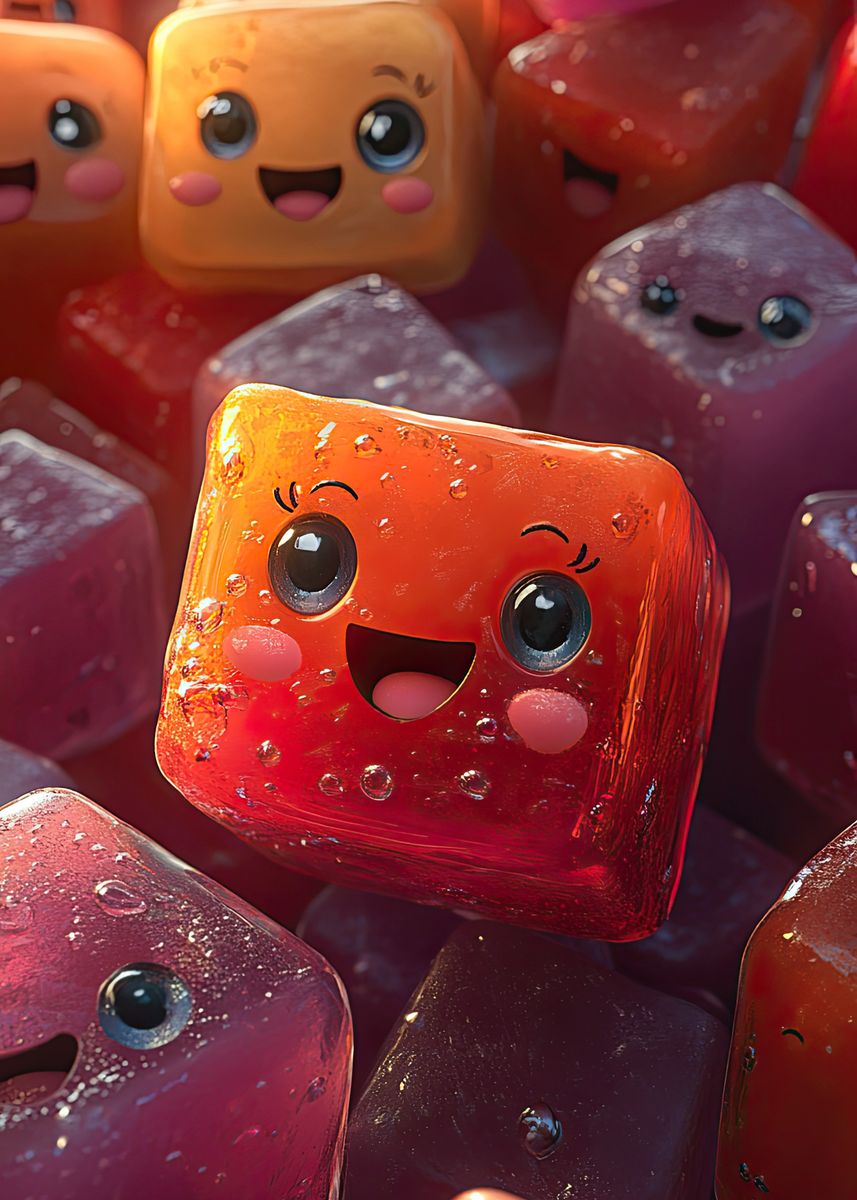 'Smiling Jelly Cubes' Poster, picture, metal print, paint by Mangi77 ...