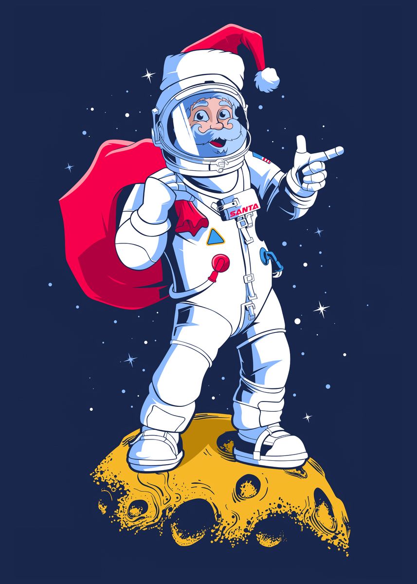 'Santa Space Astronaut' Poster, picture, metal print, paint by warrock ...