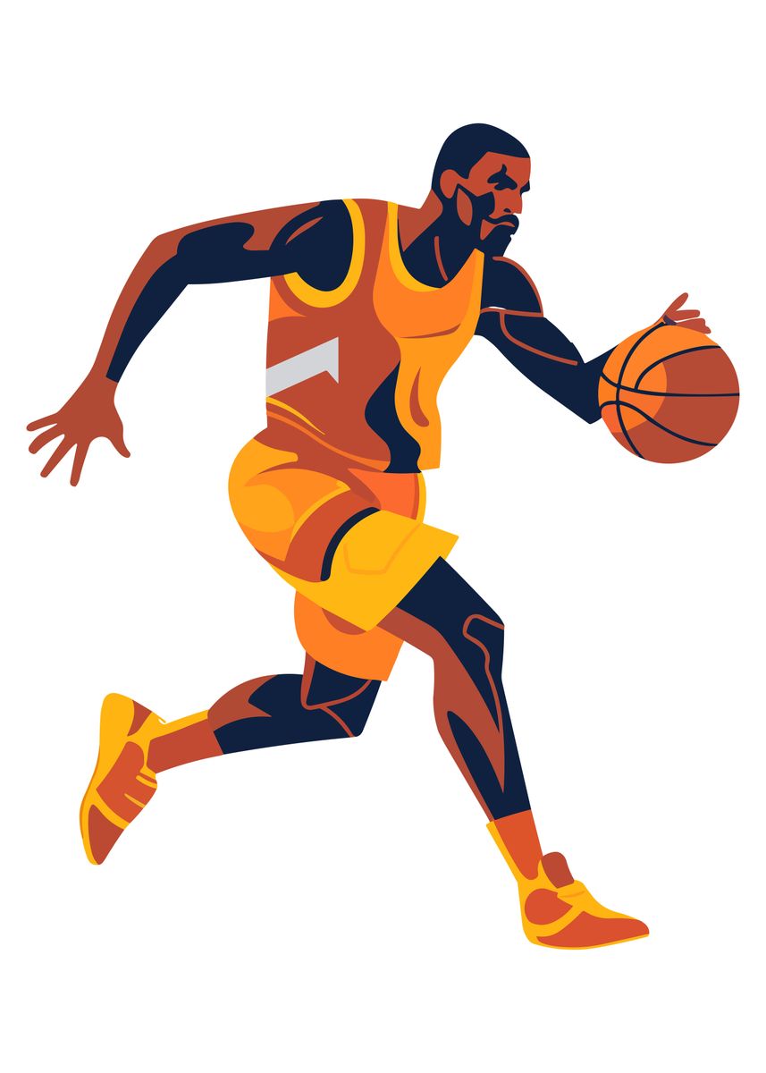 'Basketball Player Dribbling' Poster, picture, metal print, paint by ...