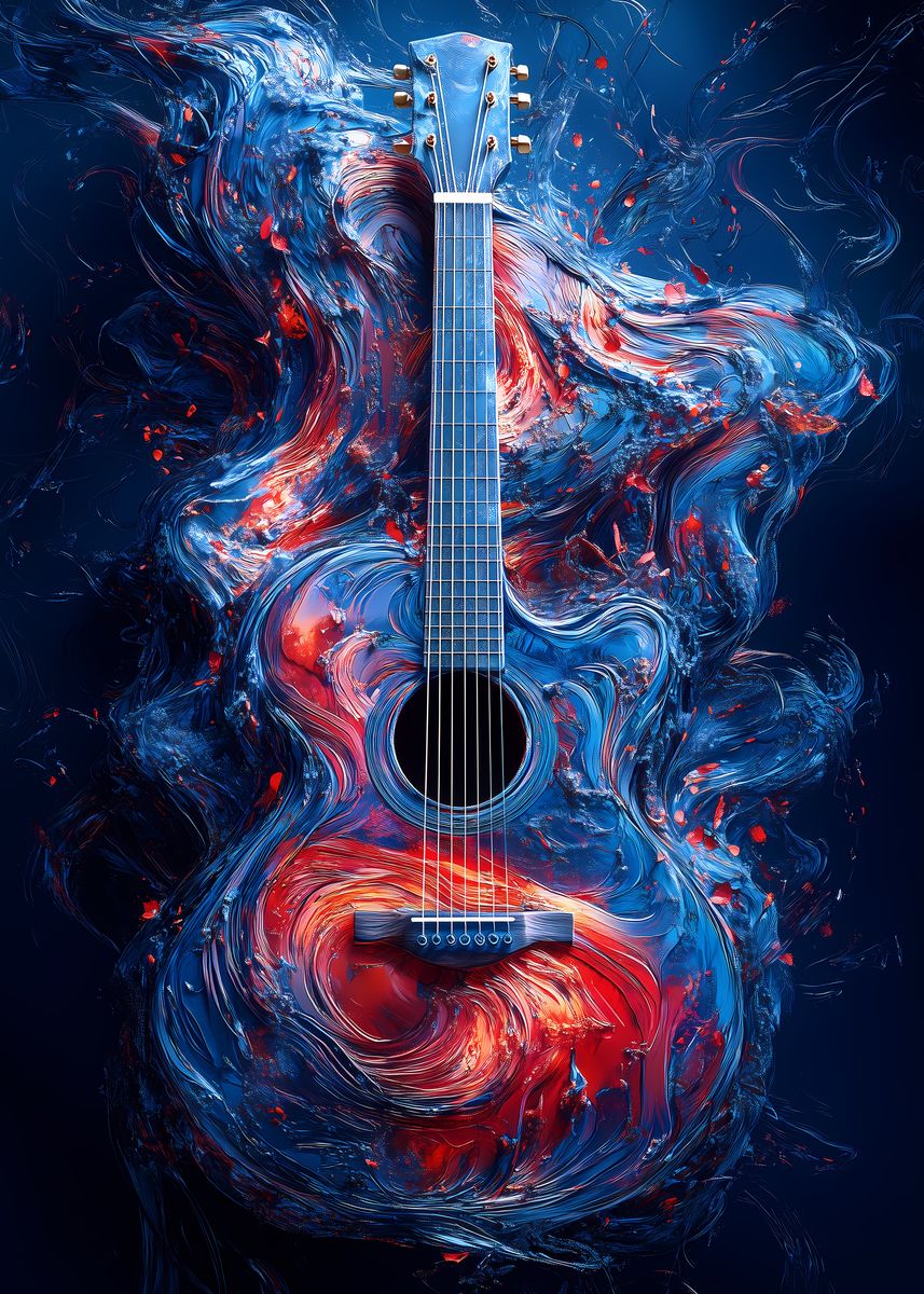'Abstract Guitar Art' Poster, picture, metal print, paint by ...