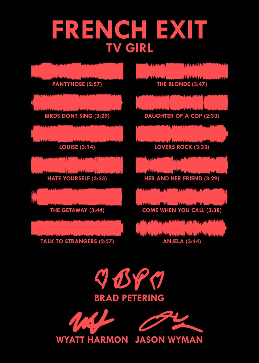 'TV Girl 'French Exit' Album Soundwave Art' Poster, picture, metal ...