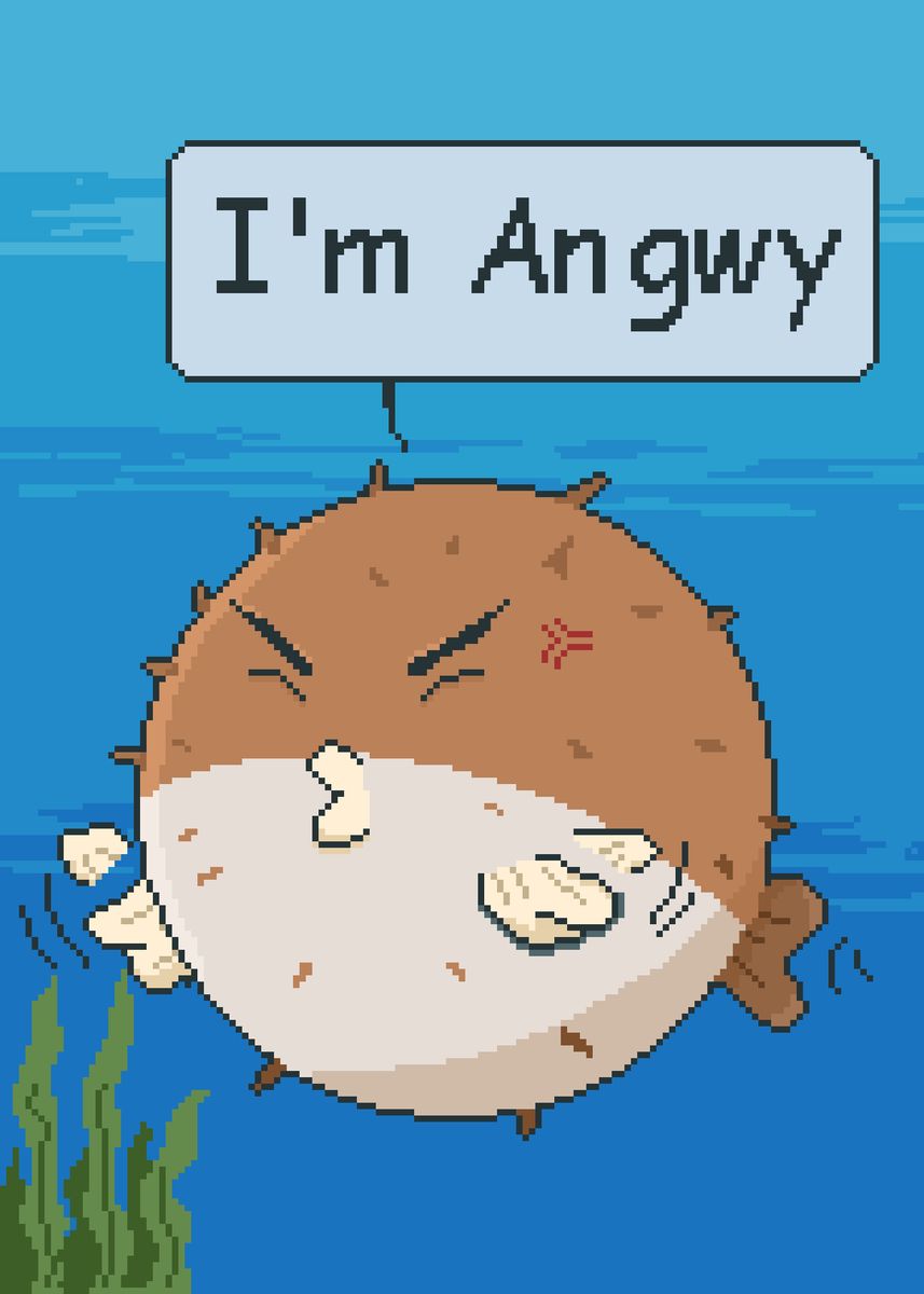 'Angry Pufferfish Pixel' Poster, picture, metal print, paint by Eki D ...