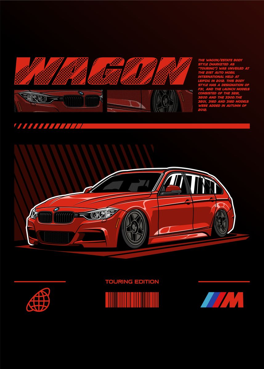 'BMW F31 Wagon Touring Edition Red' Poster, picture, metal print, paint ...