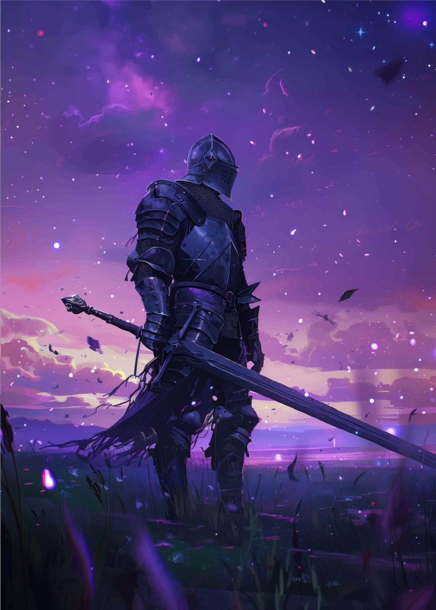 'Knight Under a Purple Sky' Poster, picture, metal print, paint by ...