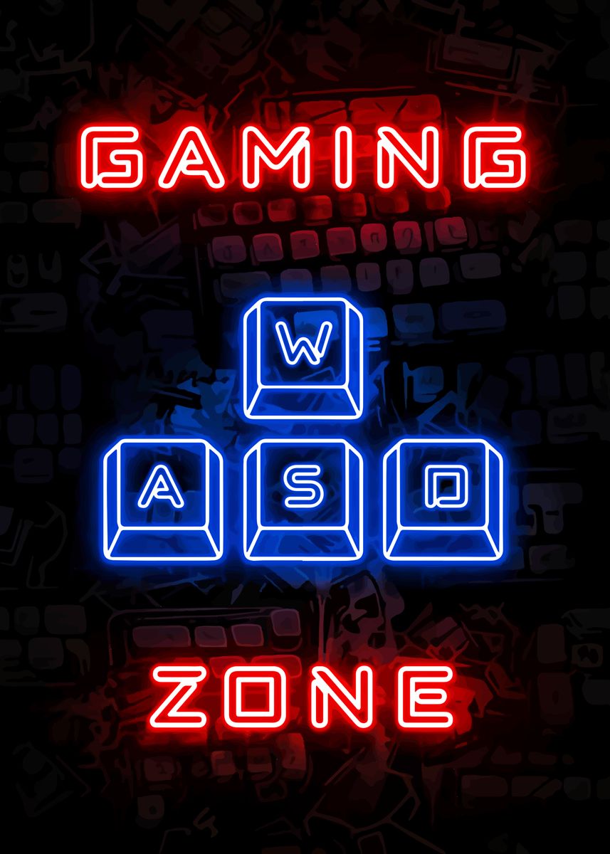 'Gaming Zone Neon Sign' Poster, picture, metal print, paint by Metal ...