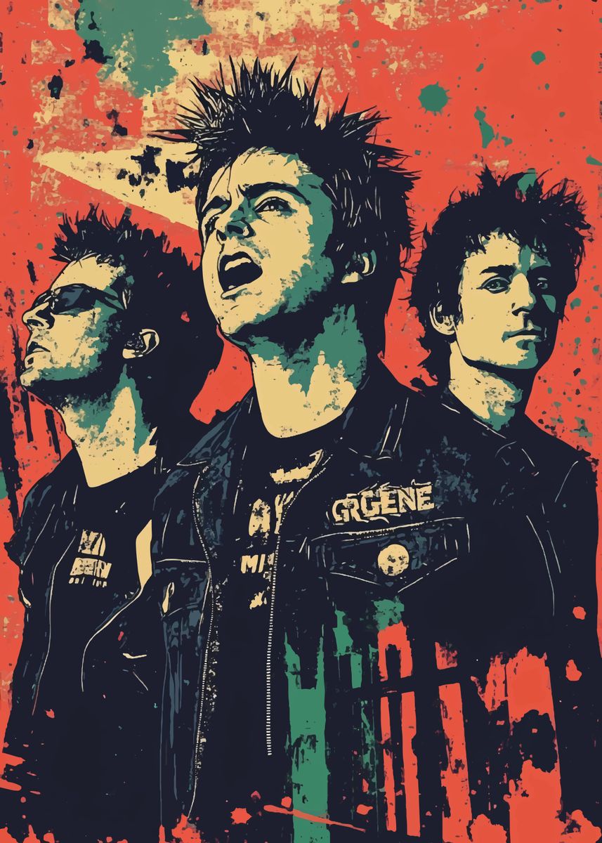 'Green Day' Poster, picture, metal print, paint by in here art | Displate