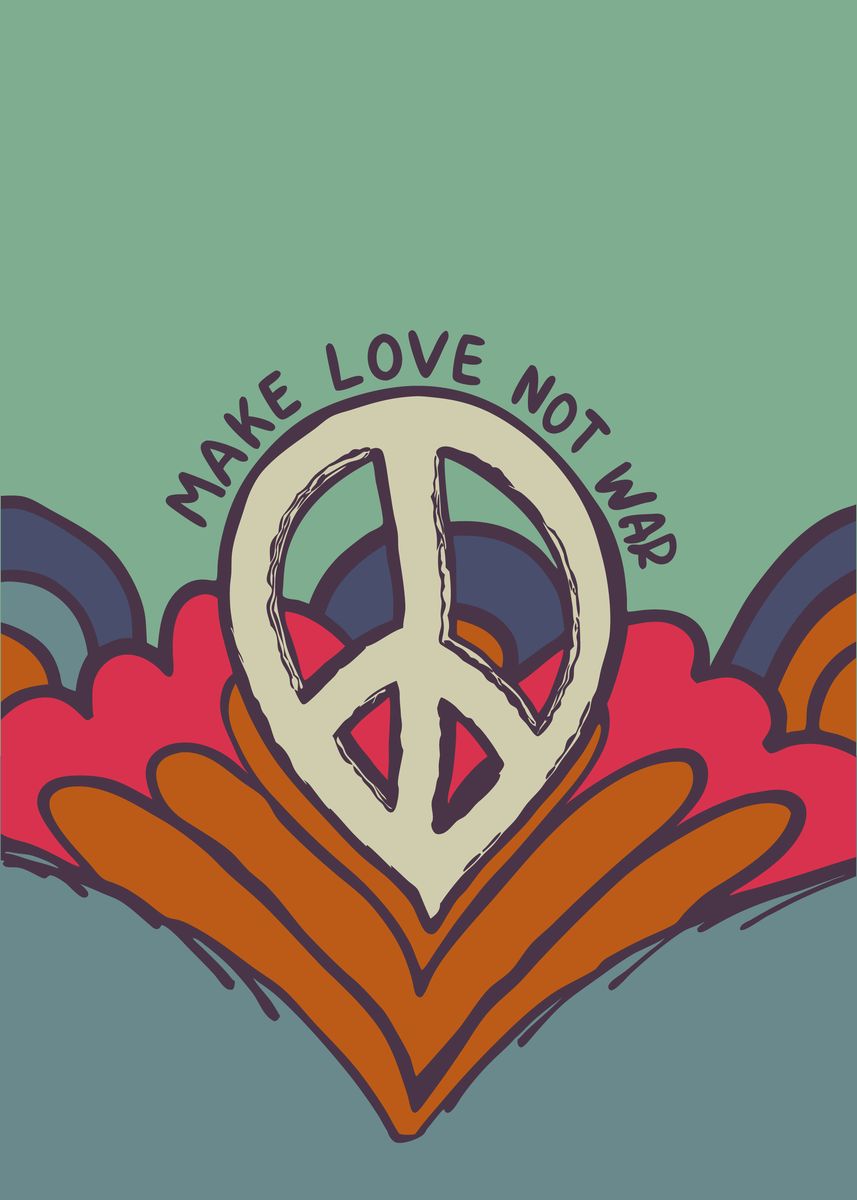 'Peace Sign Retro Art' Poster, picture, metal print, paint by Nomis ...